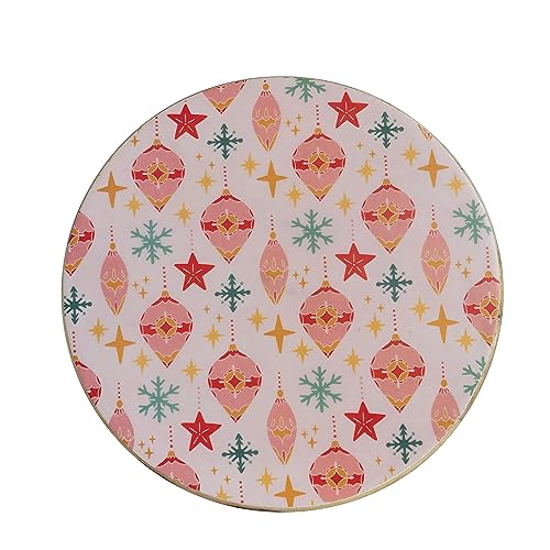 Creative Co-Op Enameled Mango Wood Cake Stand with Ornament Pattern, Multicolor, Medium, Multi
