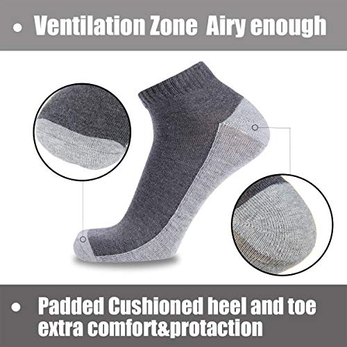 COOVAN 10 Pairs Mens Cushion Ankle Socks Men 10 Pack Low Cut Comfort Breathable Casual Socks