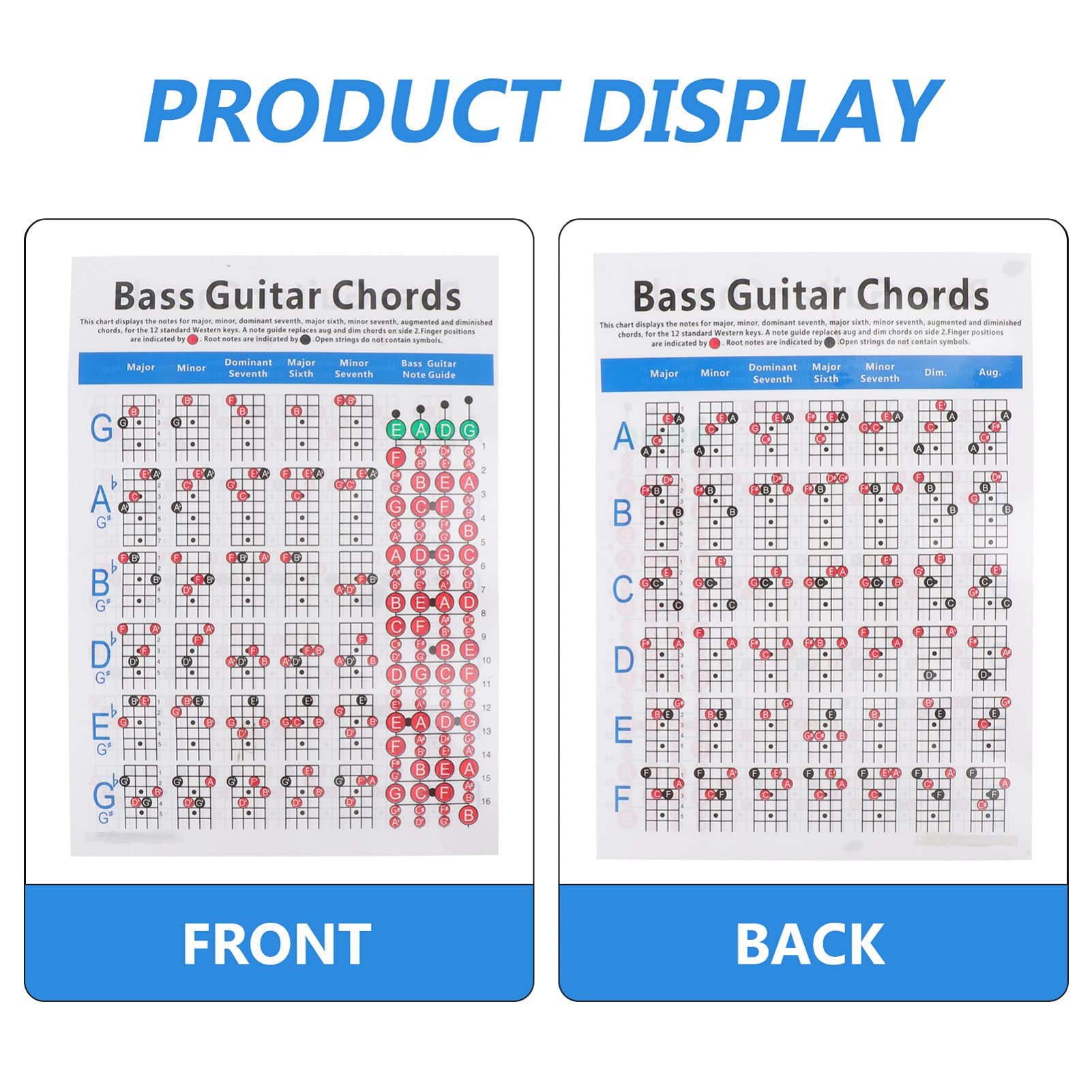 FARUTA Electric Bass Chord Chart Guitar Chord Reference Guide Clarinet Chord Poster Bass Guitar Finger Training Chart for Leaner Beginner (Size : 57X41X0.01CM)
