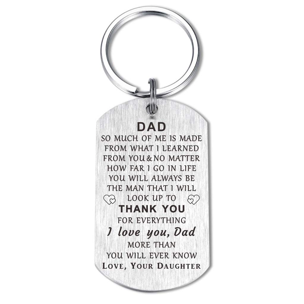 CPLJW Gifts for Dad from Son Daughter - I Love You Dad - Thank You Dad - Daddy Birthday Anniversary Keychain Gifts