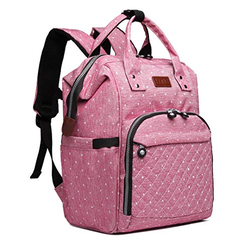 Diaper Bag Backpack with Baby Bottle Insulation, Kono Waterproof Baby Bag, Roomy Backpack for Moms Dads Navy (Pink)