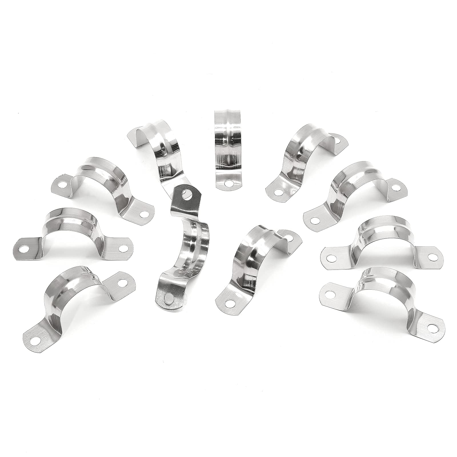 Jersvimc 16Pcs 1 1/4 Inch Stainless Steel Conduit Clamps, Two Hole Strap U Bracket Rigid Pipe Strap Metal U Clamp Conduit Strap Tension Clips U-tube Clamp Heavy Duty