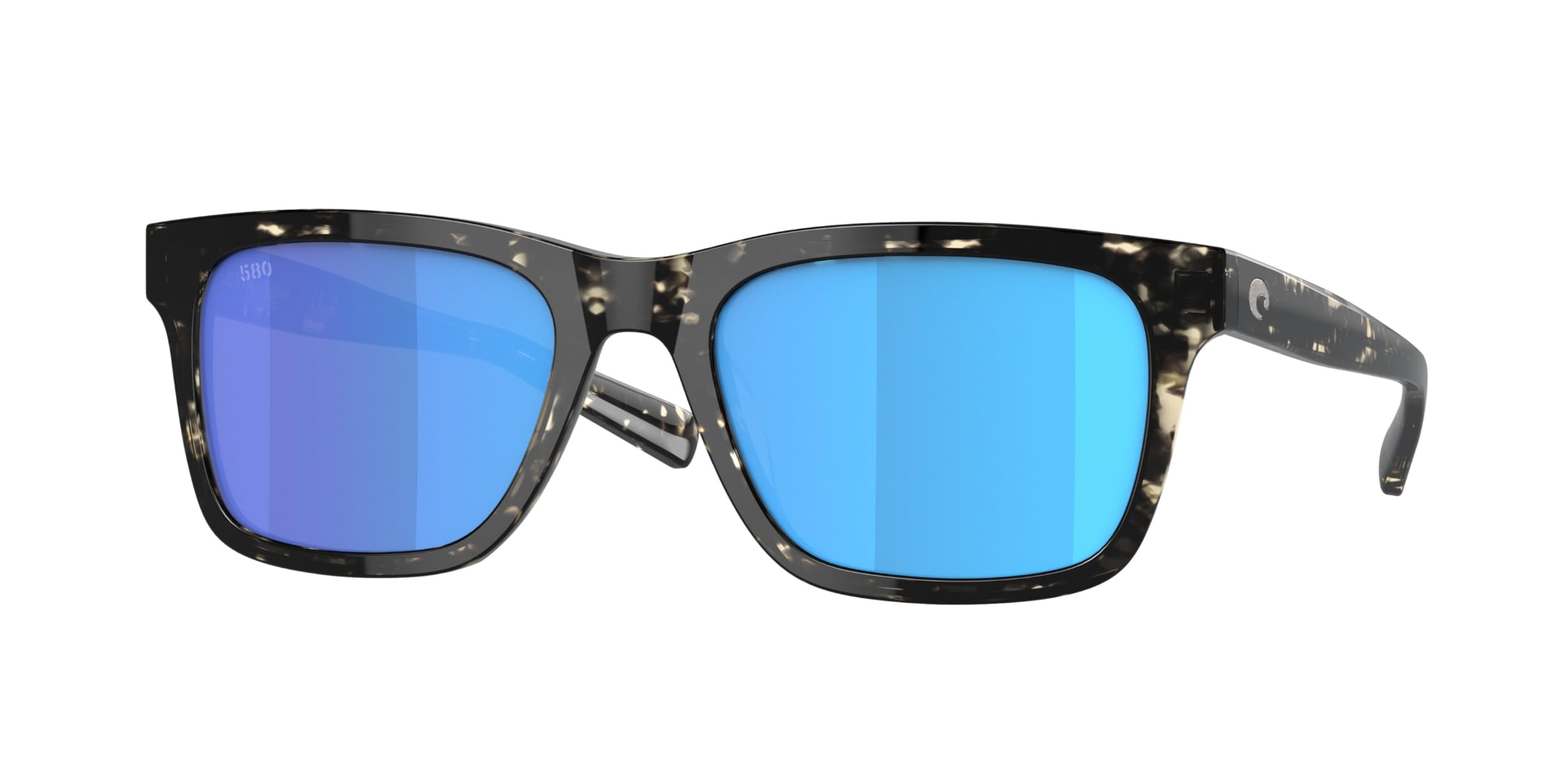 Costa Del Mar Mens Tybee Rectangular Sunglasses, Black Tortoise/Grey Silver Mirrored Polarized-580G, 52 mm