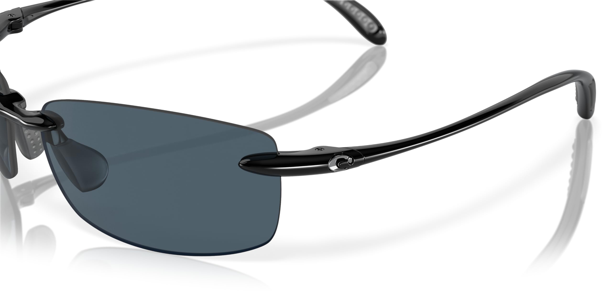 Costa Del Mar Unisex Sunglasses Shiny Black Frame, Gray Lenses, 60MM