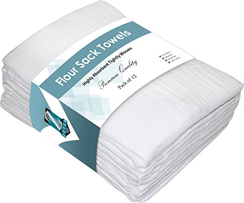 ZOYER Flour Sack Towels (28" x 28", 12 Pack) - 100% Cotton Dish Towels - Tea Towels Multi Purpose Kitchen Towels -Ultra Absorbent Bar Towels-Kitchen Linen Set.