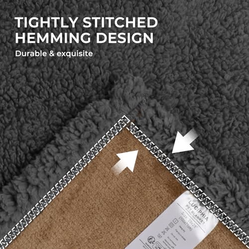 Luciphia Waterproof Blanket for Large Dogs Liquid Proof Furniture Protector Washable Pet Reversible Bed Cover for Couch Soft Sherpa Fleece Cat Blanket for Small Medium Khaki Medium(57" x 40")