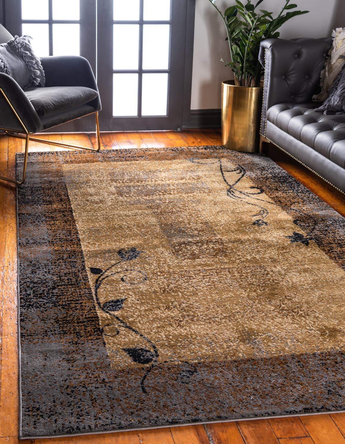 Unique Loom Barista Collection Area Rug - Excelsa (2' 2" x 3' 1" Rectangle, Beige/ Brown)