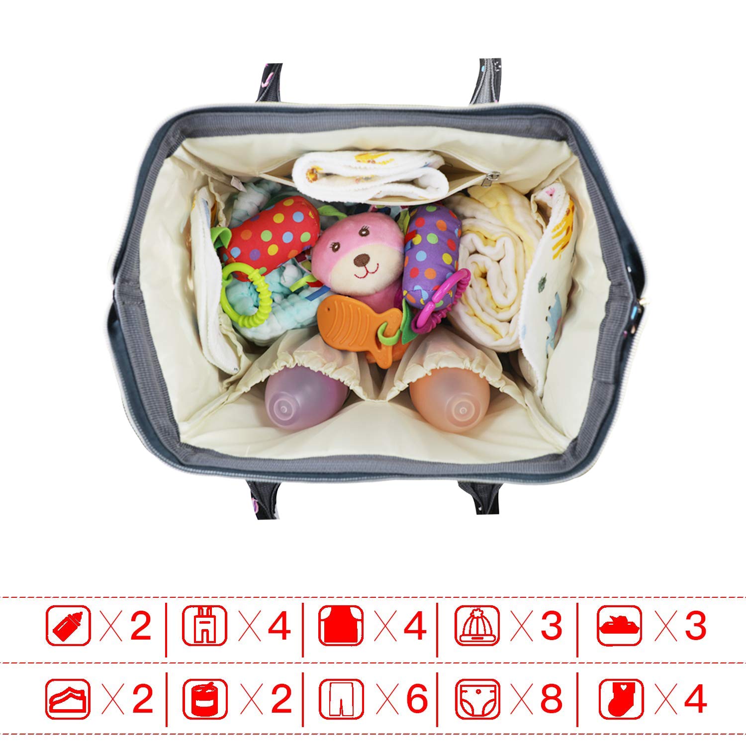 Diaper Bag Backpack with 25L extra Large Capacity, Vakabva Multi-Function Mommy Backpack Waterproof Travel Baby Backpack with Insulated Pockets, Stroller Straps and Pacifier Case(Black Unicorn)
