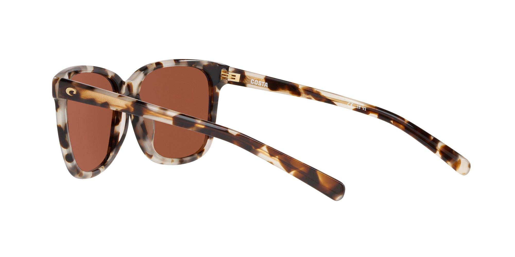 Costa Del Mar Woman Sunglasses Shiny Tiger Cowrie Frame, Green Mirror Lenses, 57MM