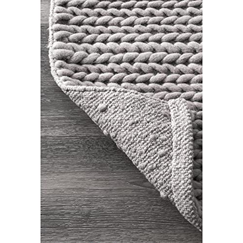nuLOOM Penelope Braided Wool Area Rug, 4x6, Light Grey