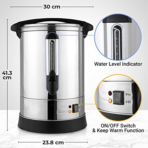 Zulay Premium 50 Cup Commercial Coffee Urn - Stainless Steel Large Coffee Dispenser For Quick Brewing - Automatic Hot Water Dispenser - Ideal for Large Crowds - Perfect for Any Occasion