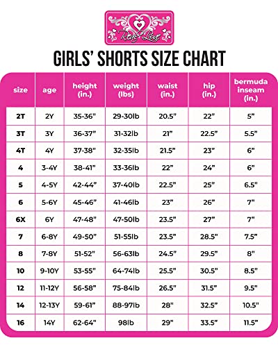Real Love Girls' Shorts - Super Stretch Twill Bermuda Shorts (2 Pack), Size 14, White/Hot Pink