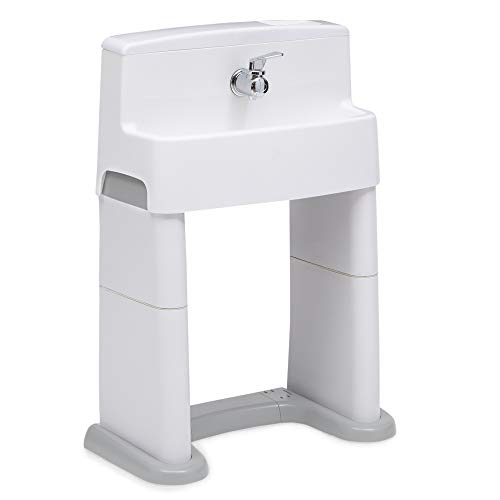 Delta Children PerfectSize 3-in-1 Convertible Sink, Step Stool and Bath Toy for Toddlers/Kids - Perfect for Potty Training, White/Grey