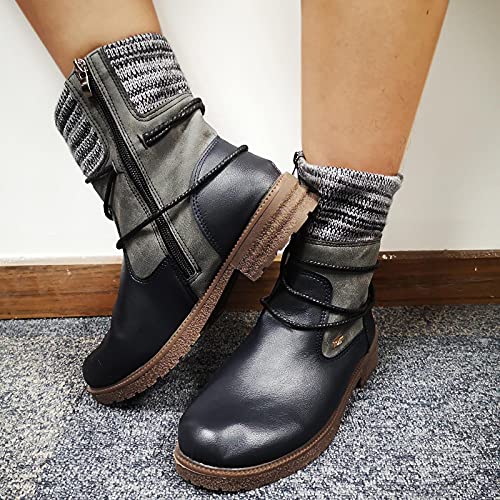 FASDNENDYS Ankle Boots The Boots Ancients Leather Women's Fahsion to Shoes Short Women's Boots for Horses Black