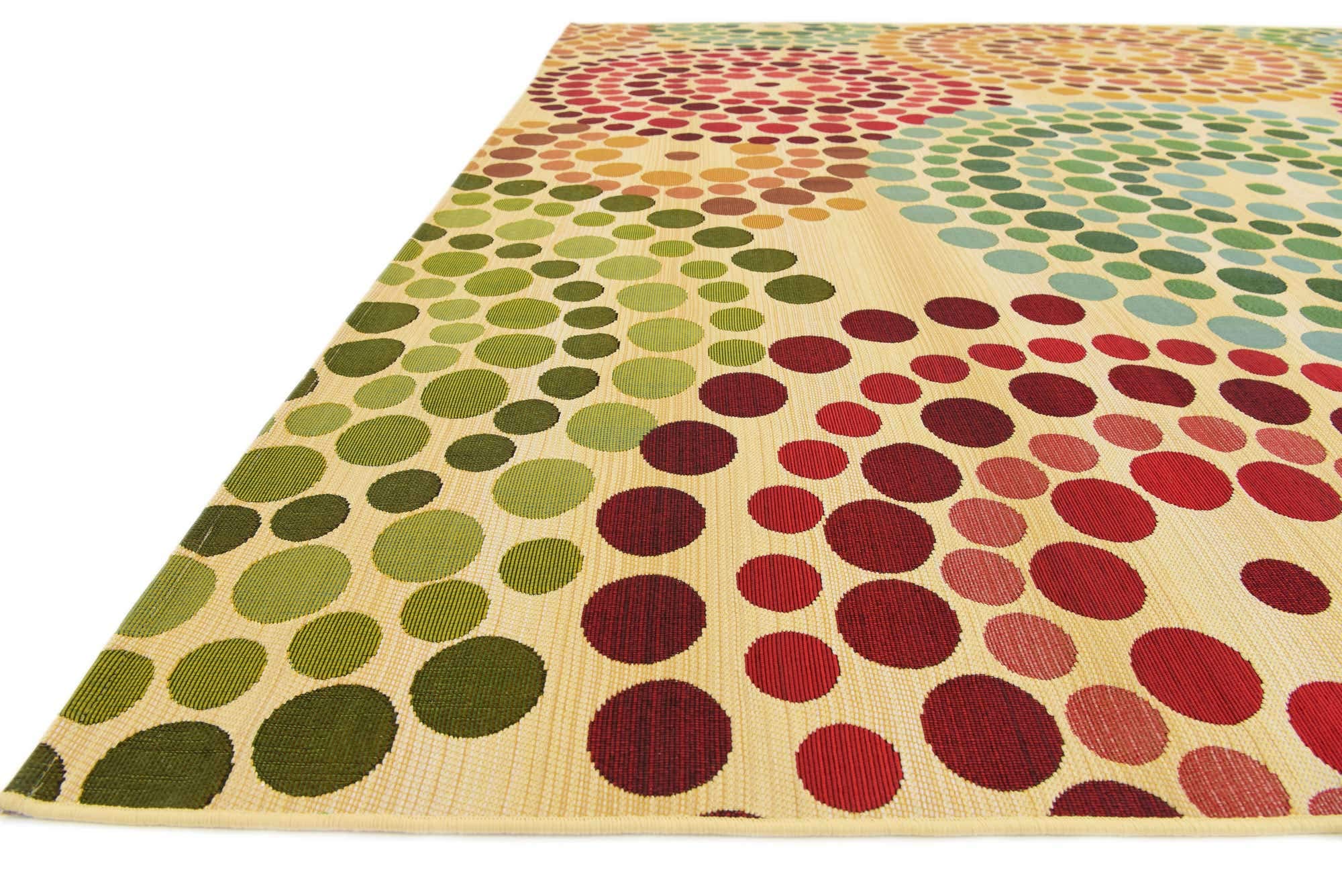 Unique Loom Outdoor Modern Collection Area Rug - Spark (10' x 12' 2" Rectangle, Beige/ Burgundy)