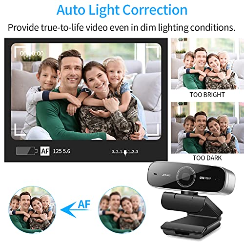 JETAKu Autofocus 60Fps Webcam with Microphone - Adjustable PC Camera for Streaming, Video Calling and Recording Full HD Web Camera Plug and Play Compatible with Windows/Android/Google/Mac