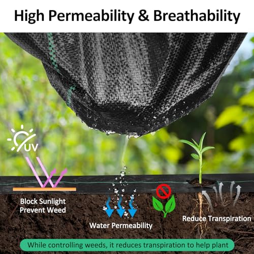 Duerer 4ftx100ft Weed Barrier Landscape Fabric Heavy Duty 3.2oz Woven Weed Control Block Ground Cover Mat for Yards, Patios, Garden Bed, Commercial Landscaping, Pathways with 30pcs U-Shaped Stakes
