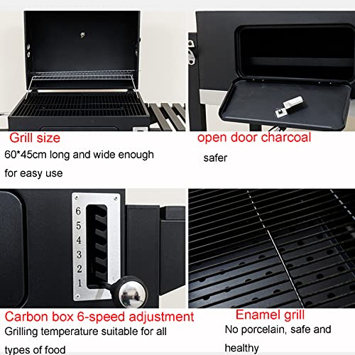 DADHI Trolley Smoker Durable Collapsible Charcoal BBQ Grill,Charcoal-Fueled BBQ Grill with Bottom Shelf