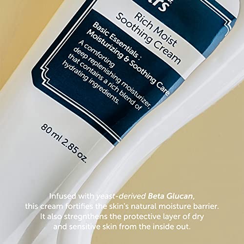 DearKlairs Rich Moist Soothing Cream 80ml, Sensitive Skin, Hypoallergenic, Centella Asiatica, Ceremide, Moisturizer, Full Hydration, Non-sticky texture, K-beauty