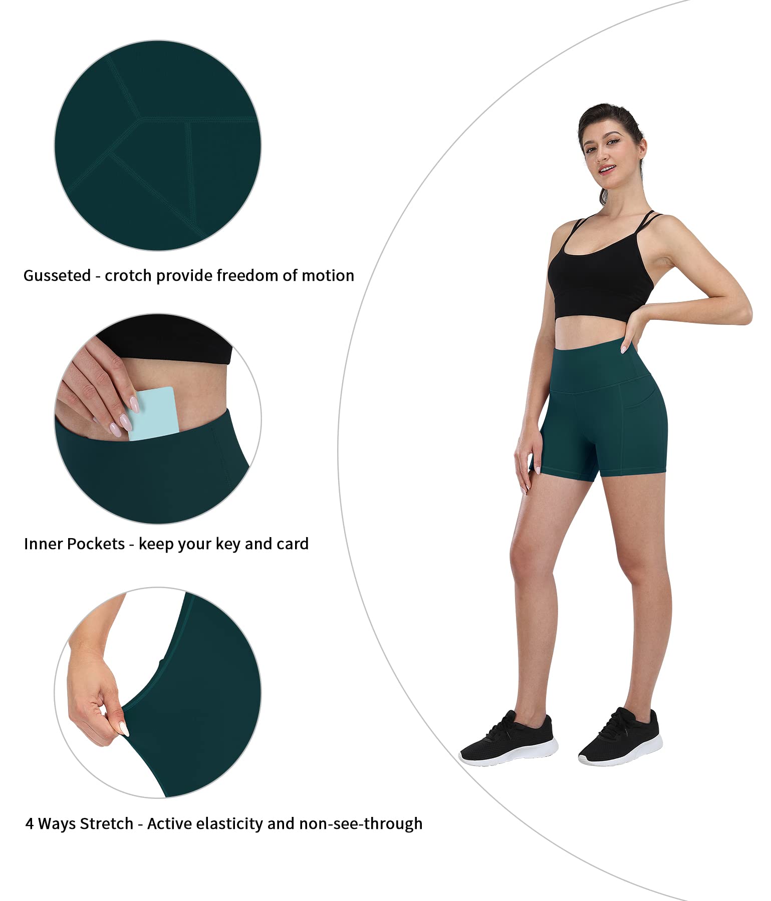 Fengbay 2 Pack 5" Biker Shorts for Women with Pockets, High Waist Workout Shorts for Women Compression Yoga Shorts