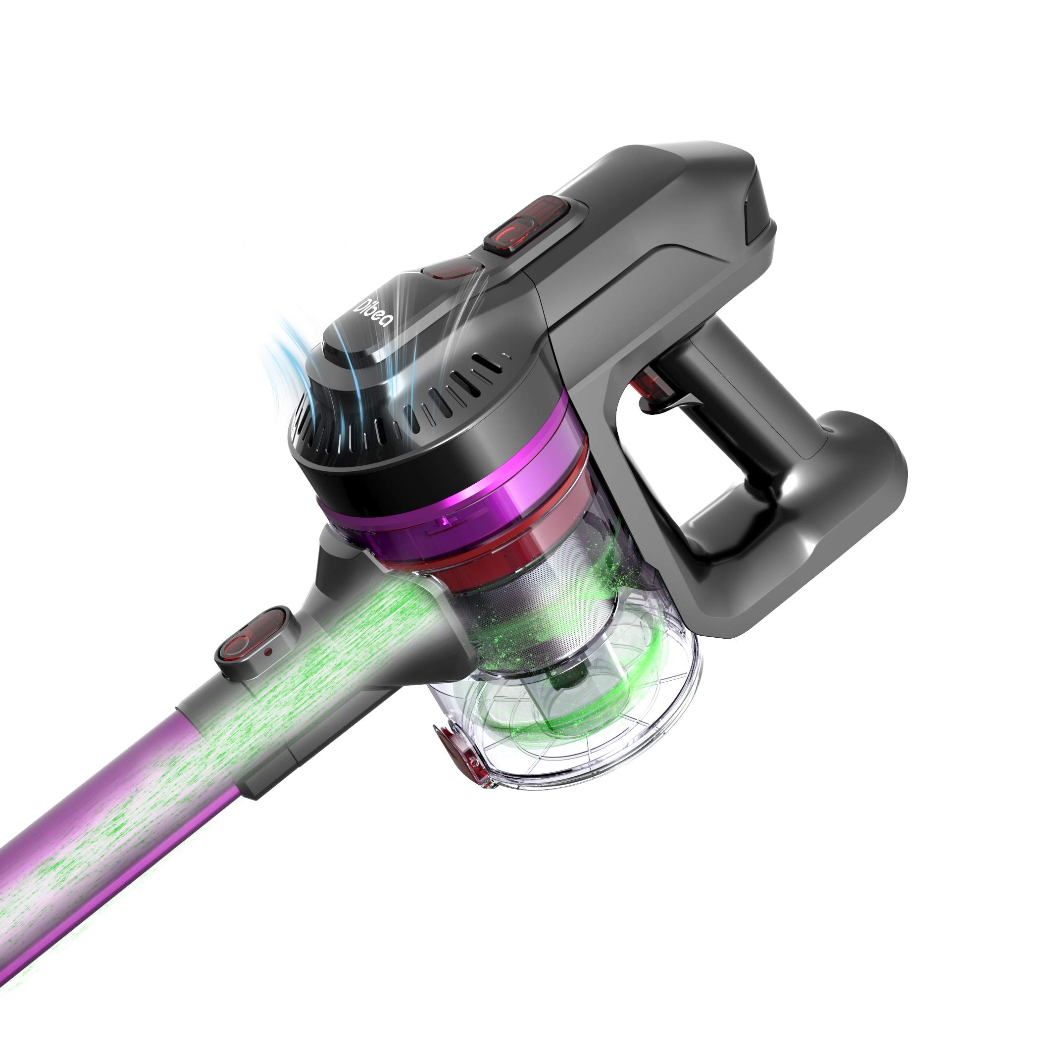 Dibea Cordless Stick Vacuum Cleaner Upgraded 24KPa Powerful Electric Brooms Lightweight 2 in 1 Handheld Vacuum for Home Hard Floor Carpet Pet E19Pro