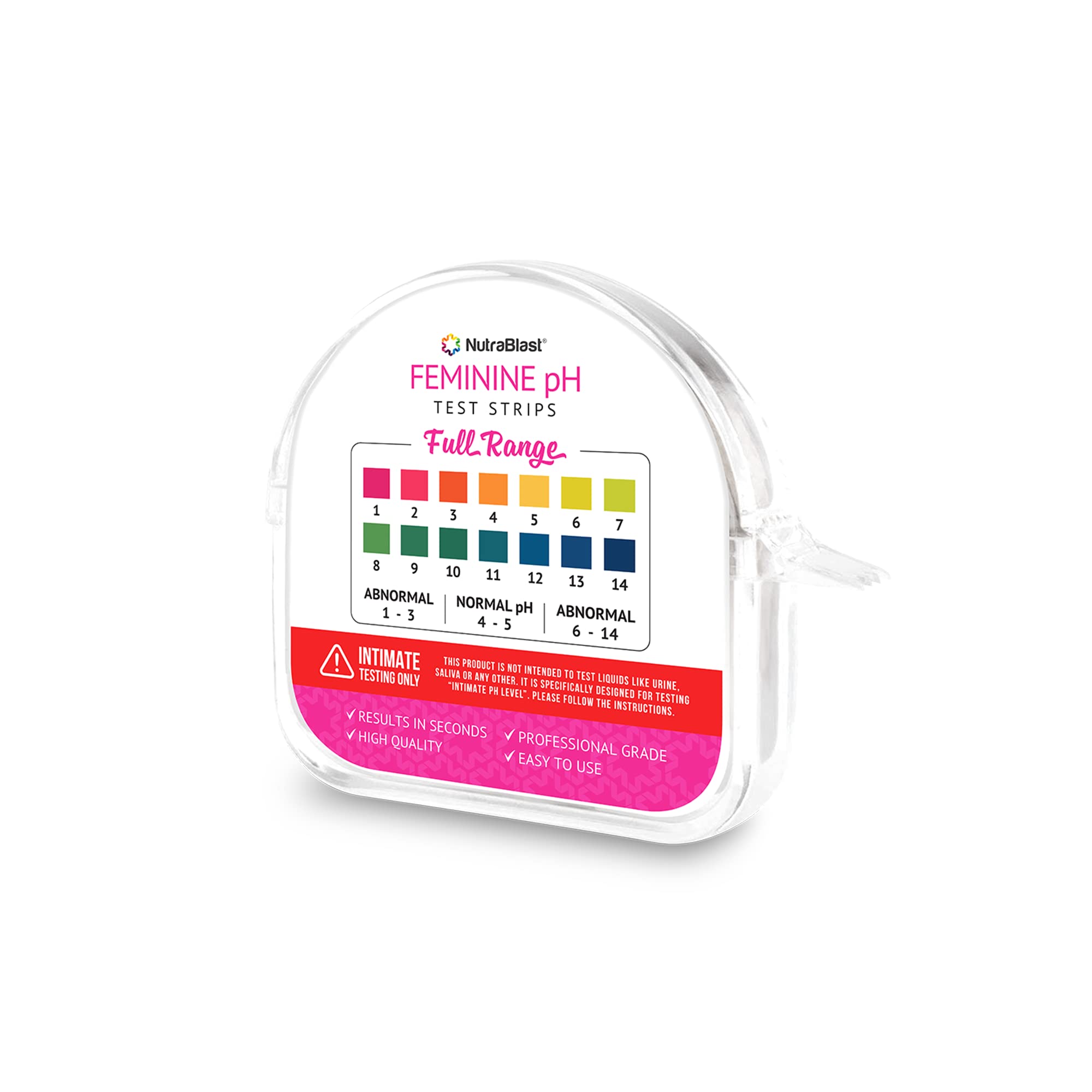 Nutrablast Feminine pH Test Strips Full Range 1-14 | Monitor Intimate Health | Easy to Use & Accurate Womenâs Acidity & Alkalinity Balance Level Tester Kit
