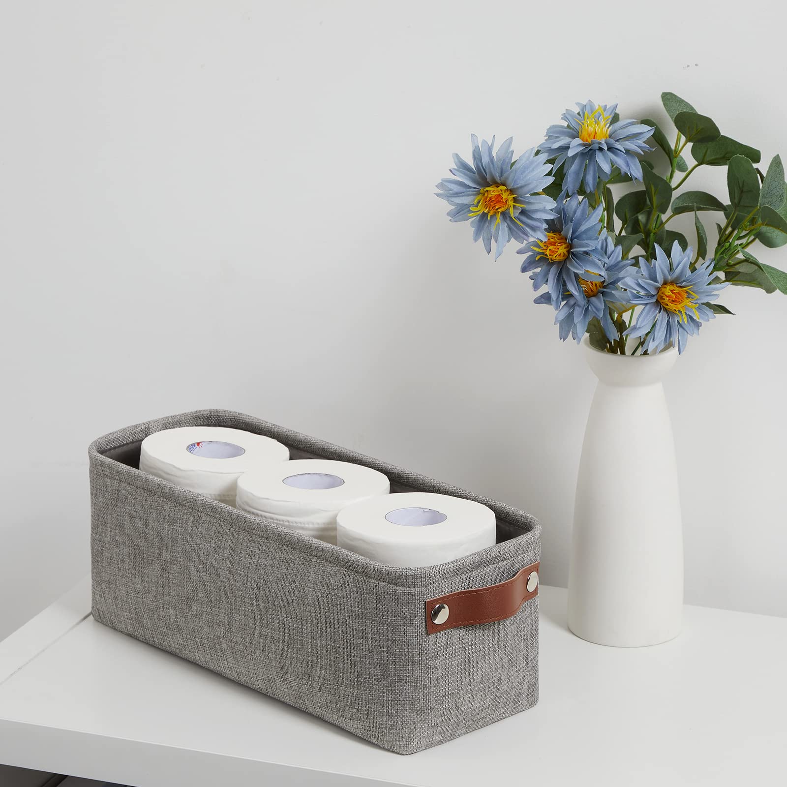 DULLEMELO Collapsible Bundle Baskets 6 Small Baskets 11.8"x7.9"x5.1" + 2 Narrow Baskets 15"x6"x5.5"(Grey)