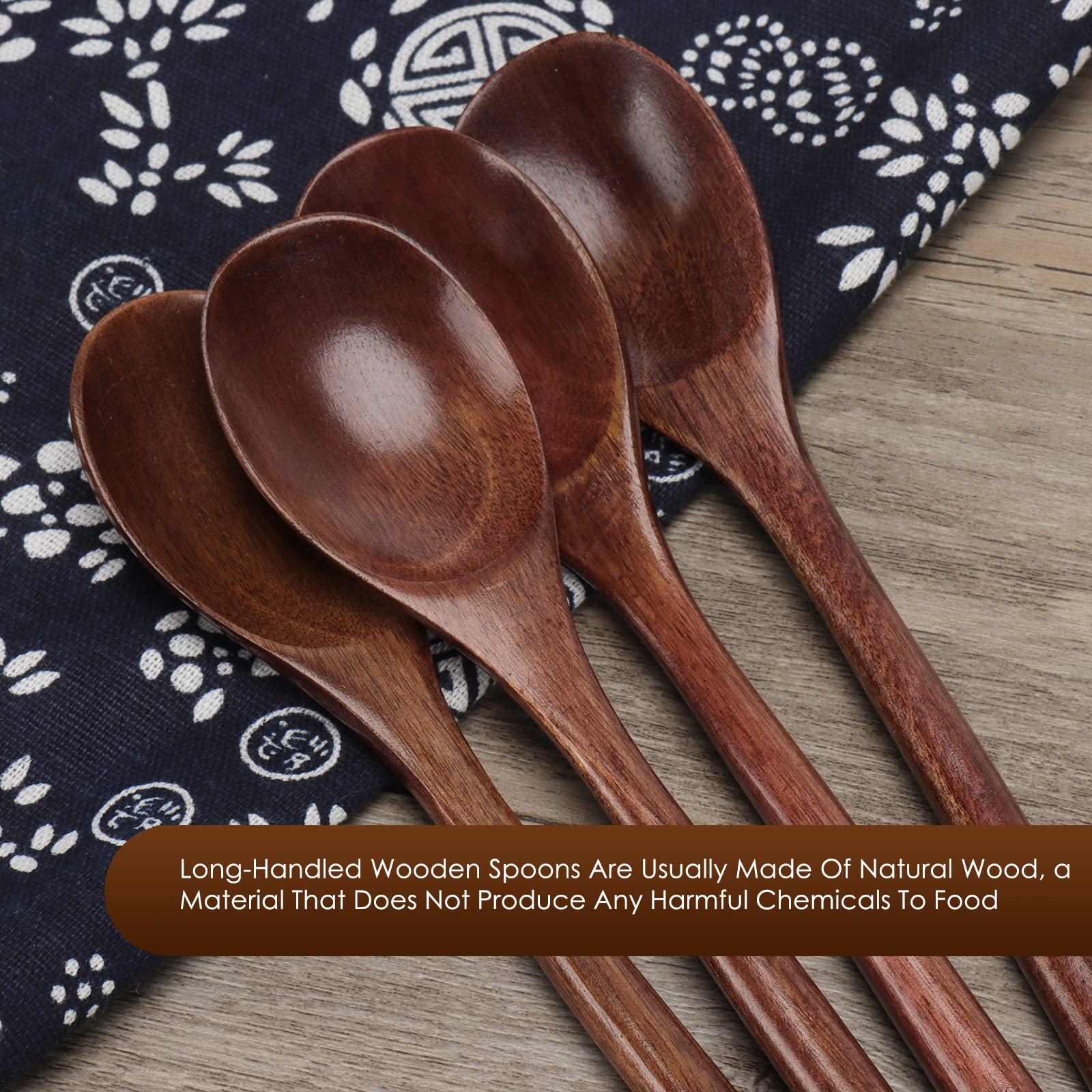 DEBETOOL Wooden Spoon for cooking - 8pcs Natural Wooden Spoon Set Mixing Stirring Coffee Spoon - Long handle Japanese - Style kitchen Soup Spoons