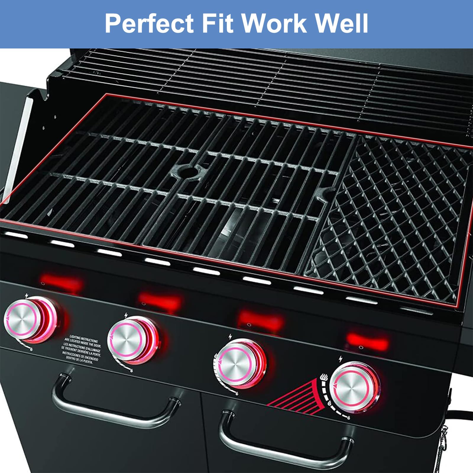 Criditpid Grill Grates Replacement for Dyna-Glo DGH474CRP, DGH485CRP, DGH483CRP Models, 70-01-911, 70-02-656 Cast Iron Cooking Grid for Dyna-Glo DGH474CRP.