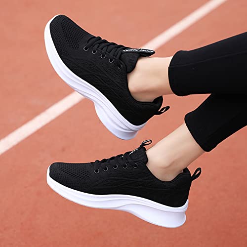 FASDNENDYS Casual Comfortable Ladies Up Lace SoleMesh Breathable Soft Fashion Shoes Women's Smooth Bottom Shoes Black