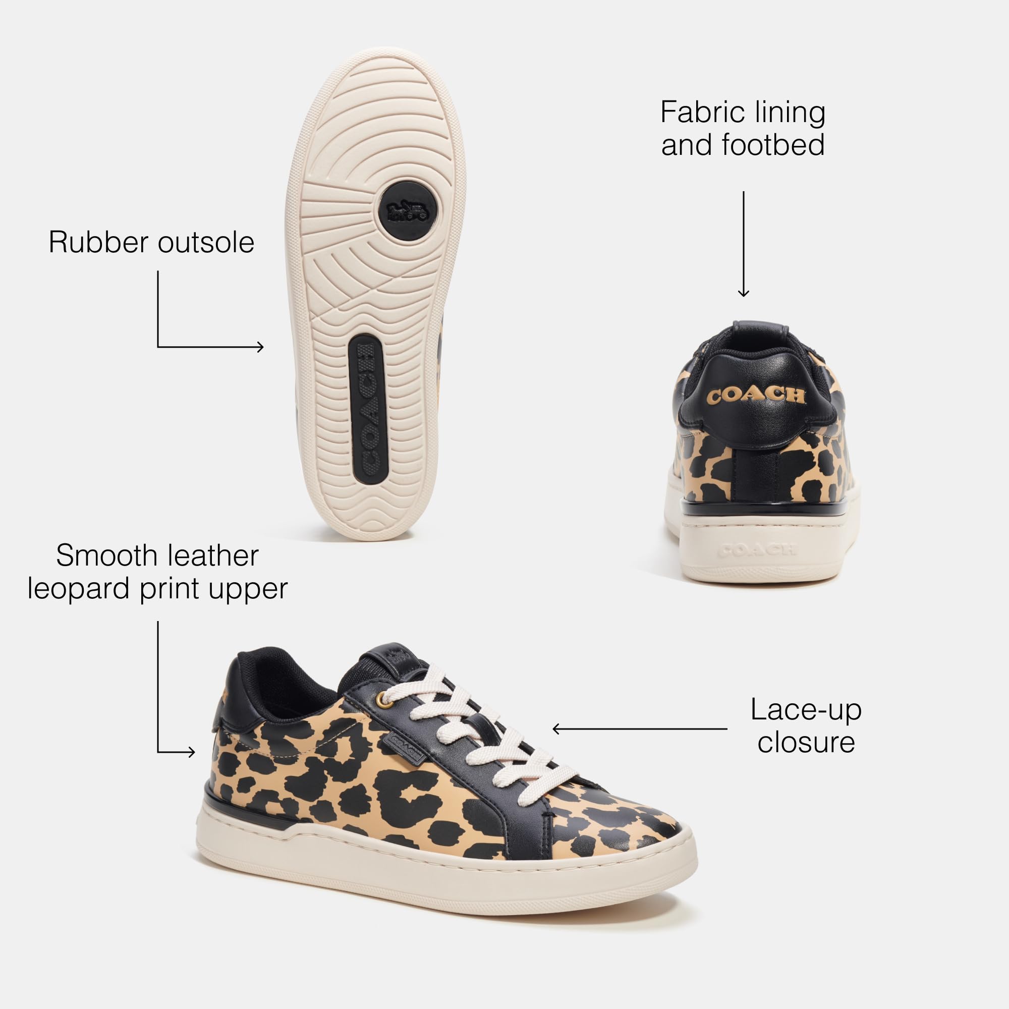 Coach Women's Lowline Printed Leather Sneaker, Leopard, 9