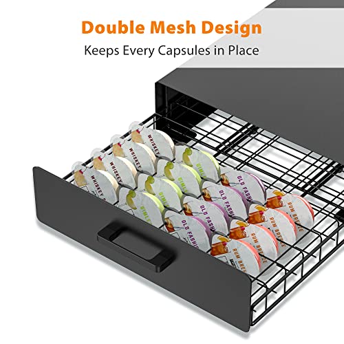 Storage Drawer for Bartesian Pods, ZECENN Cocktail Pod Holder for Bartesian Capsules Compatible with Bev by BLACK+DECKER Cocktail Machine, Hold 36 Pods, Countertop Organizer Bar Accessories- Black
