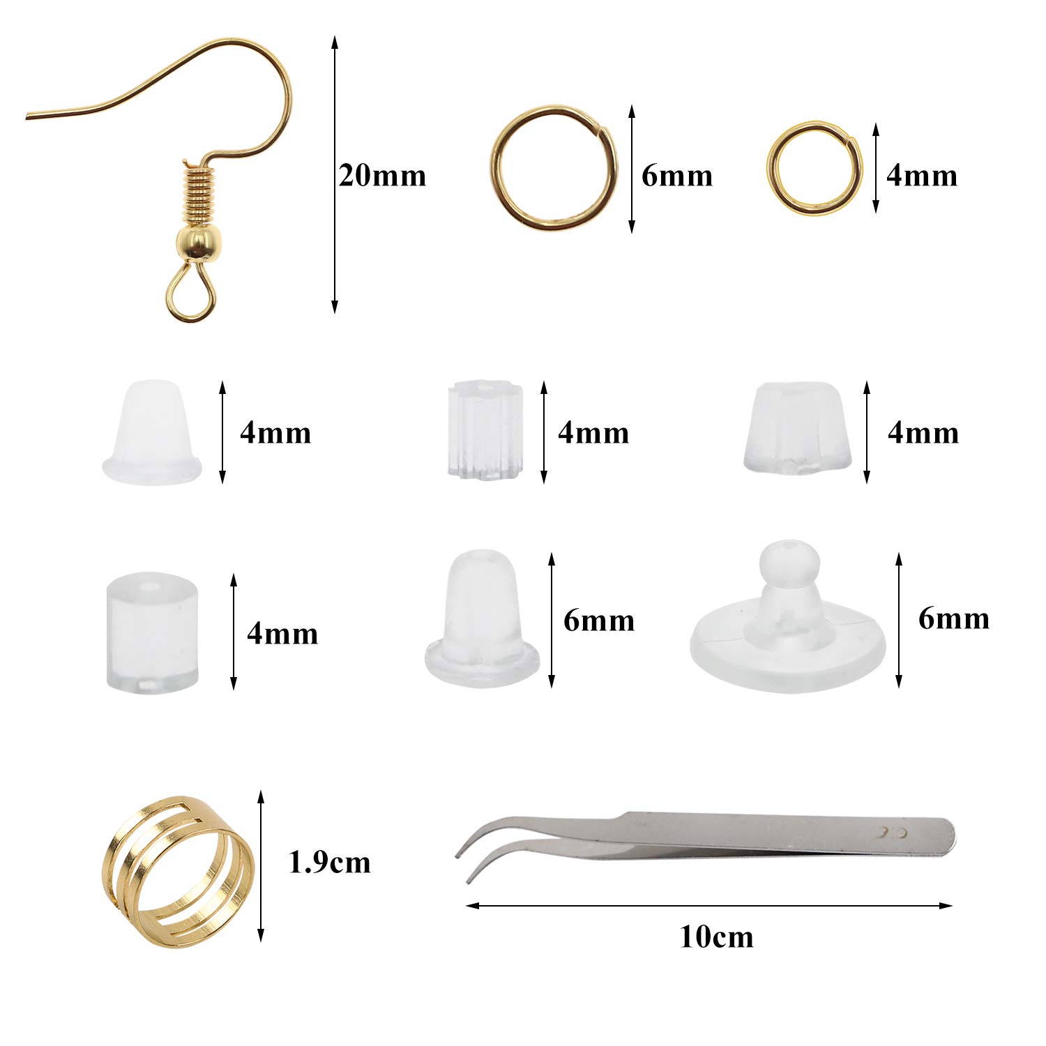DICOBD 3700pcs Earring Making Supplies Kit with Earring Hooks for Jewelry Making, 6 Colors Jump Rings and Earring Post