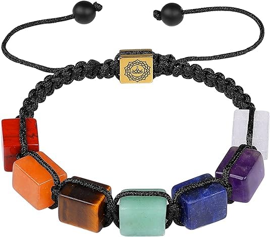 FENGSHUI-CAISHEN Chakra Bracelets, Healing Crystals Bracelet - Reiki Chakra Meditation Decor, Natural Stone and Hand-woven for Womens Mens