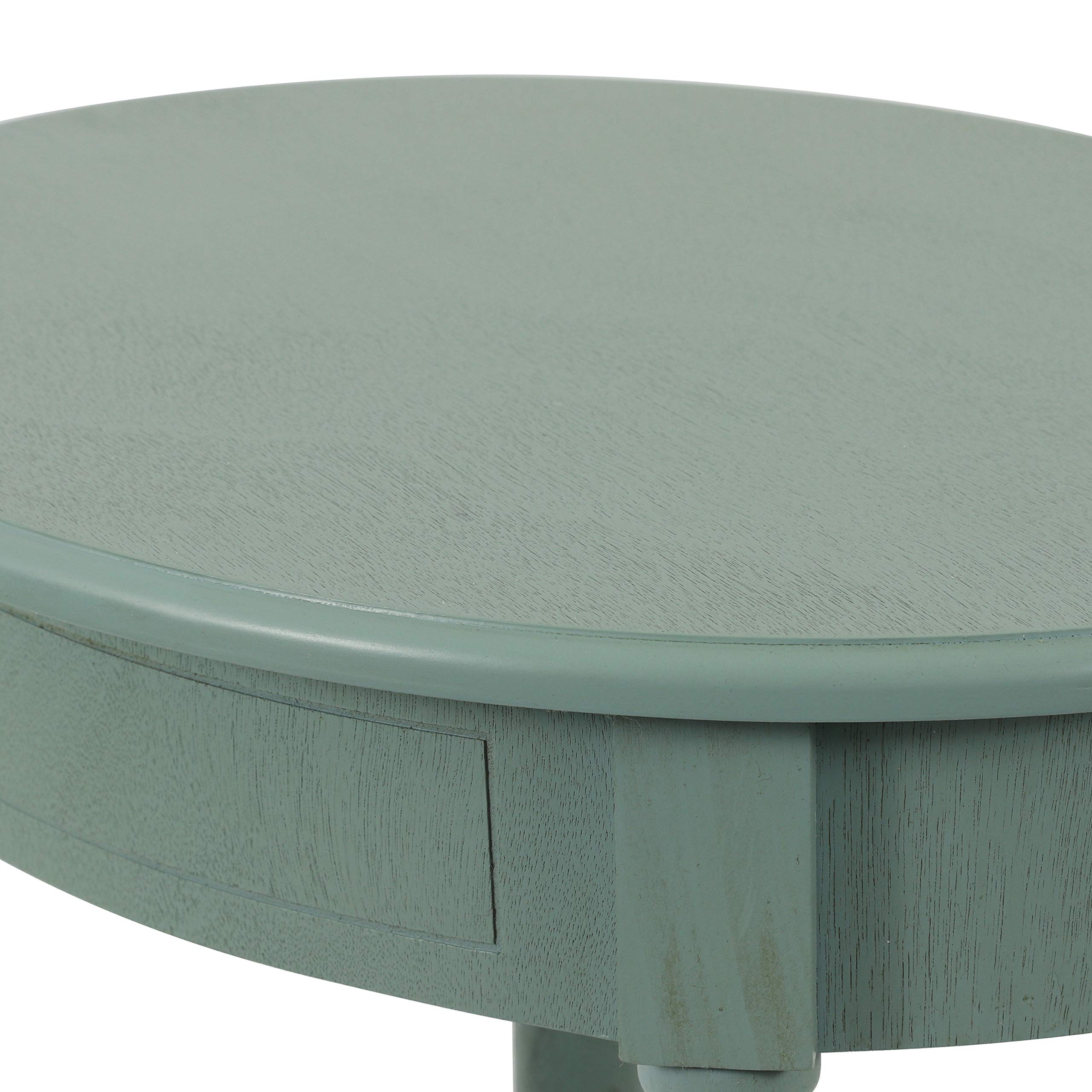 Decor Therapy Simplify Oval Wood Shelf Accent Table, 18.31 in x 22.05 in x 8.07 in, Antiqued Iced Blue