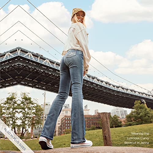 WallFlower Women's Luscious Curvy Bootcut Mid-Rise Insta Stretch Juniors Jeans (Standard and Plus, Jenna, 20 Plus
