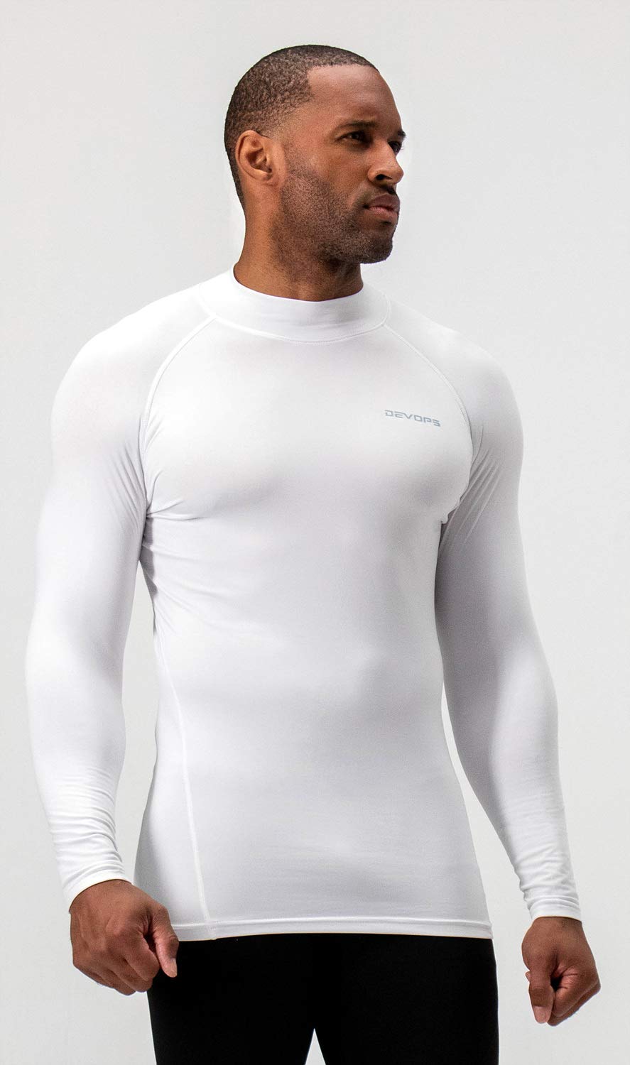 DEVOPS 2 Pack Men's Thermal Turtle Mock Neck Shirts, Compression Long Sleeve Tops (Medium, Black/White)