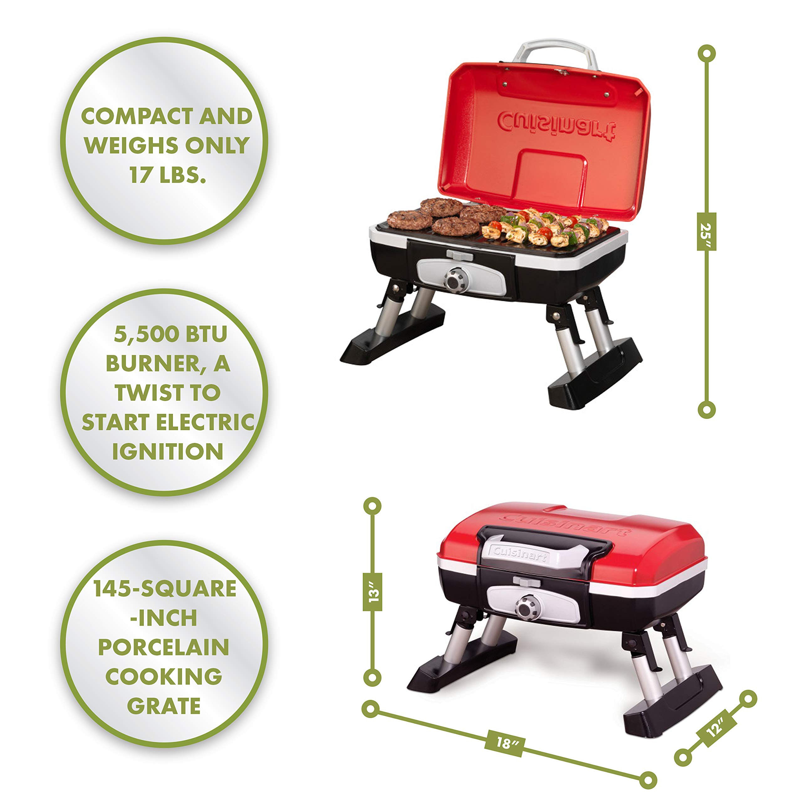 Cuisinart Petit Gourmet Portable Gas Grill + Cuisinart 3-Piece Grilling Tool Set