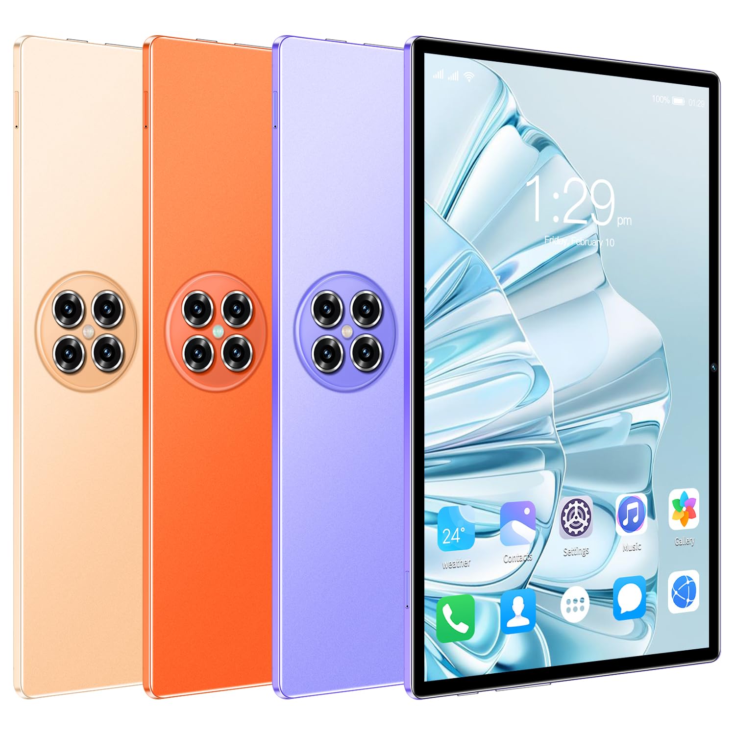 deriny Mate50 10 inch Android Tablet,1080p Full HD,Long Lasting Battery,Dual Camera,6GB RAM 128GB ROM,Dual SIM,WiFi,GPS,Bluetooth,Fire HD Kids Tablet,Widely Compatible with App(Purple)