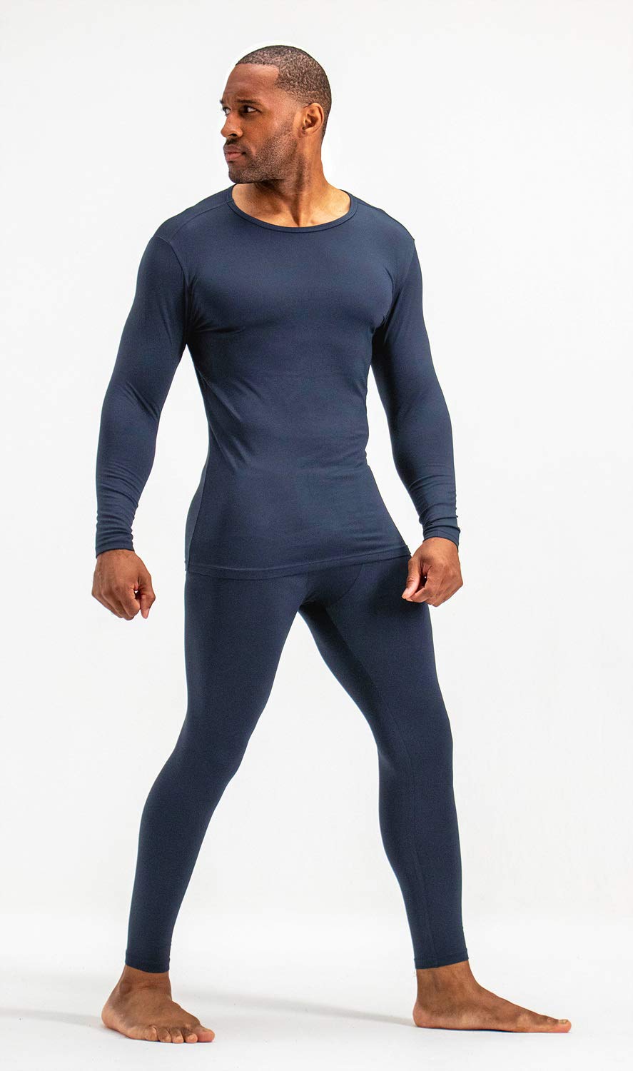 DEVOPS Men's Thermal Underwear Long Johns Set with Fleece Lined (X-Large, Navy)