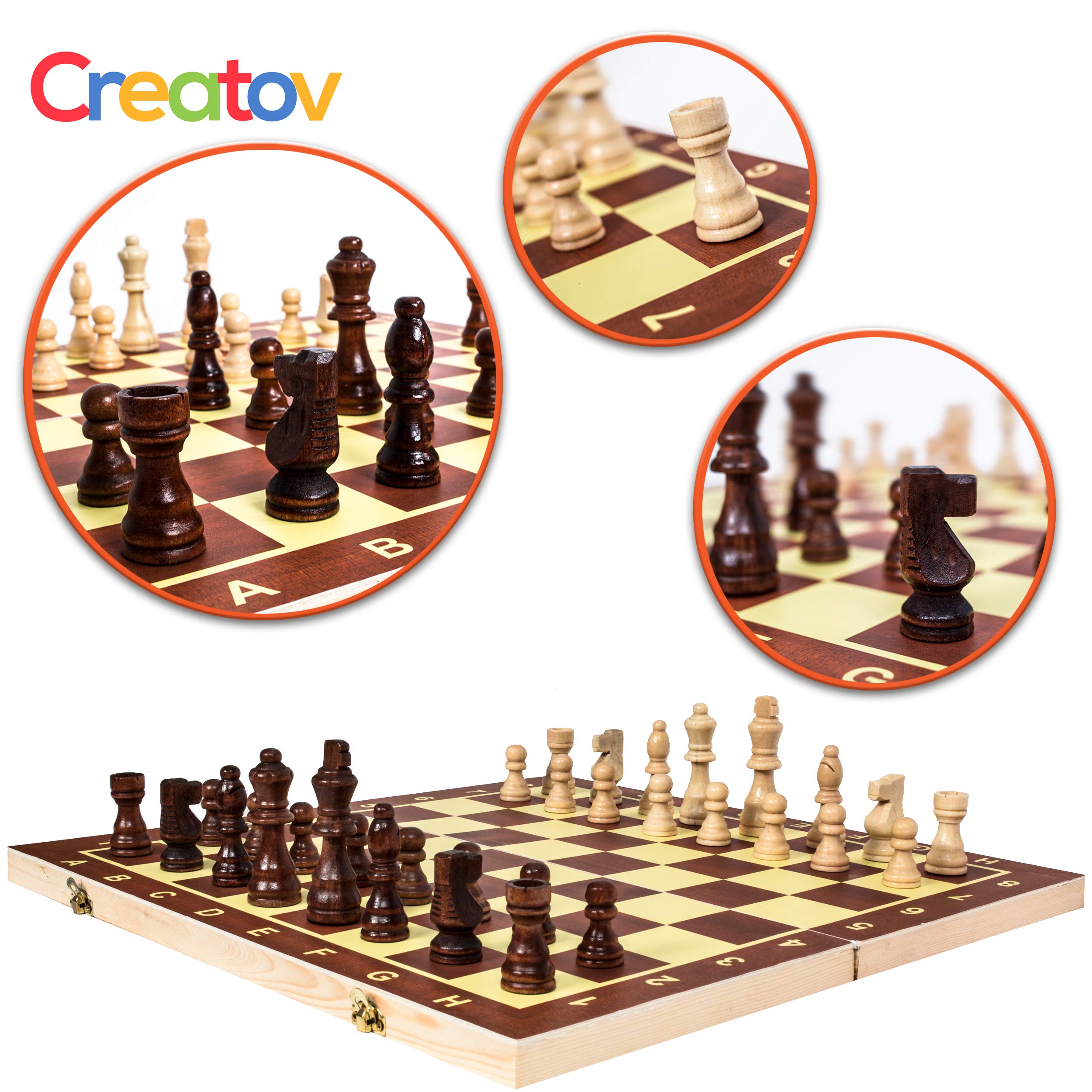 Creatov Chess Set - Chess Board Set for Adults Kids Chess Set Board Game Set Wood Chess Set with Chess pieces Travel Chess Set