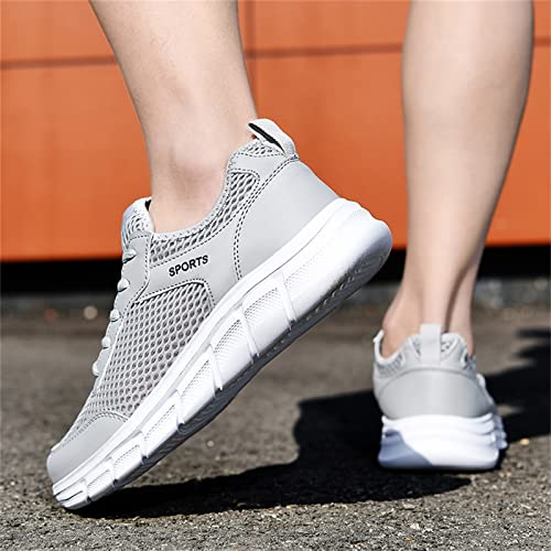 FASDNENDYS Fashion Summer Men Breathable Mesh Flat Elastic Casual Shoes Mens Sneaker Shoes Size 12 Grey