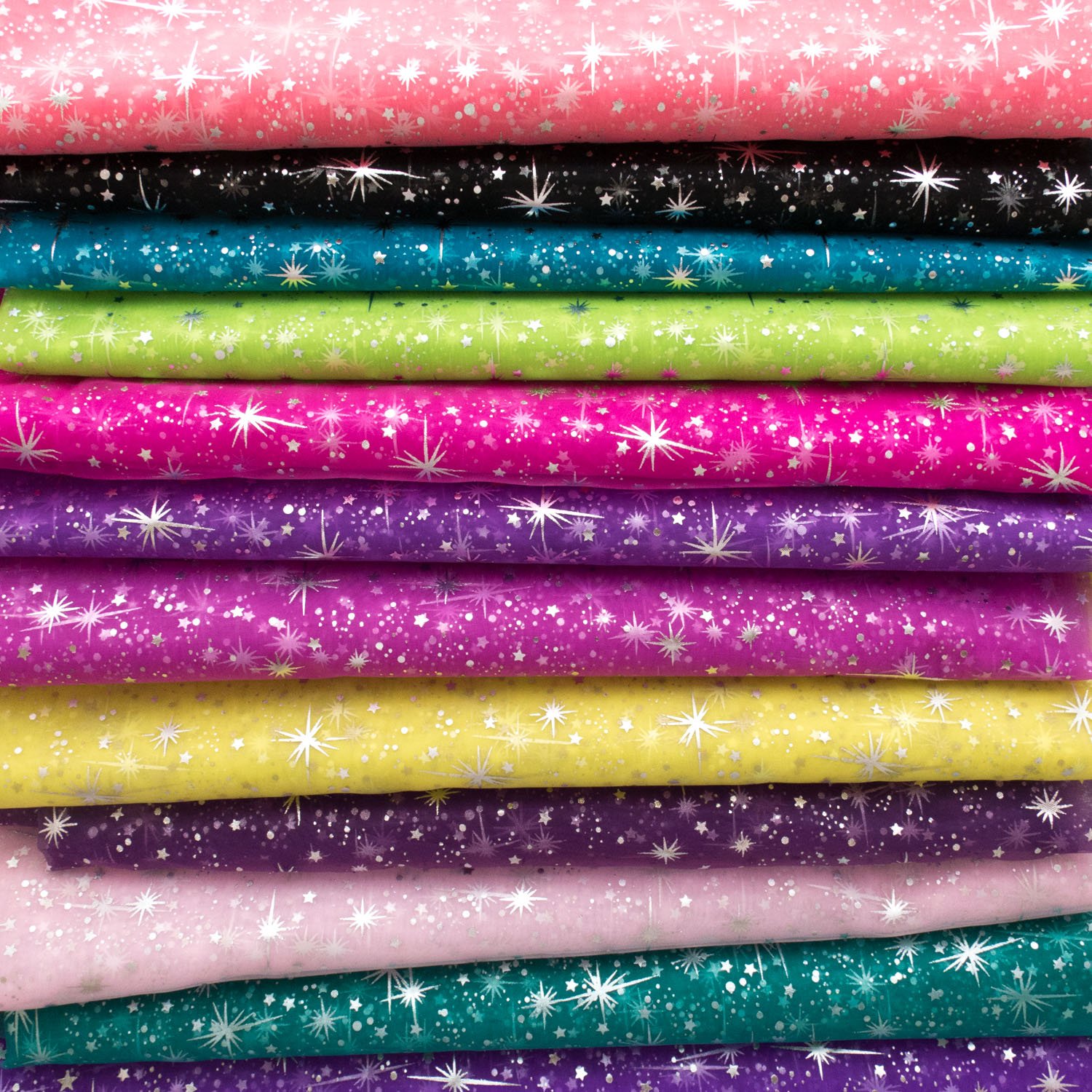 Star Bursts Sheer Organza White 58 Inch Wide Fabric by The Yard (F.E.®)