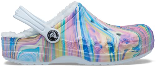 Crocs Baya Lined Clogs, Fuzzy Slippers for Kids and Toddlers, Rainbow Swirl, 13 US Unisex Little
