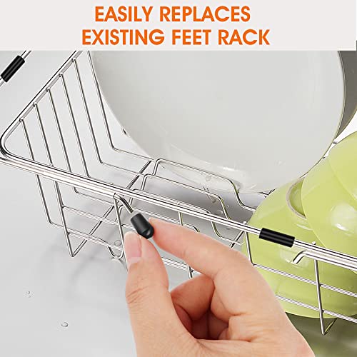 Grevosea 60 Pieces Rubber Feet for Sink Grid Kitchen Sink Rack Feet Quality Durable Kitchen Sink Rack Rubber Feet Black Grid Protector Replacement for Kitchen Sink Grid