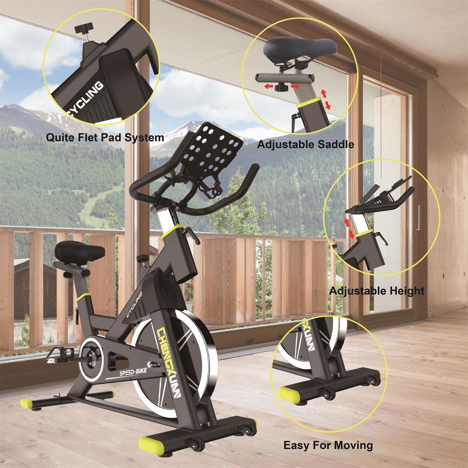 EASY BIG Stationary Exercise Bike with Bluetooth, Magnetic Resistance, 35lbs/16kg Flywheel, Comfortable Cushion for Home Cycling and Cardio Training