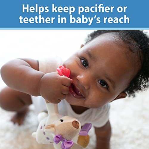 Dr. Brown's Baby Lovey Pacifier and Teether Holder, Dragon with Ecru HappyPaci, 100% Silicone, 0-6m