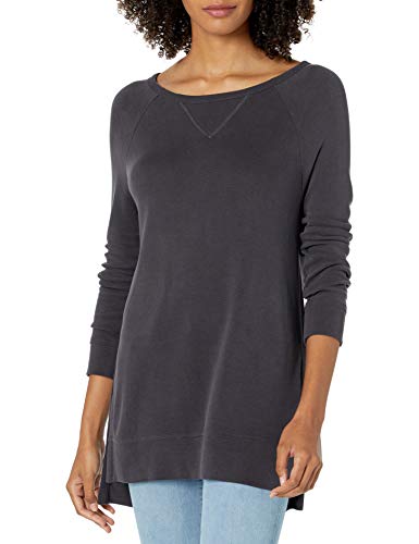 Daily Ritual Women's Sandwashed Modal Blend High-Low Sweatshirt, Black, Medium