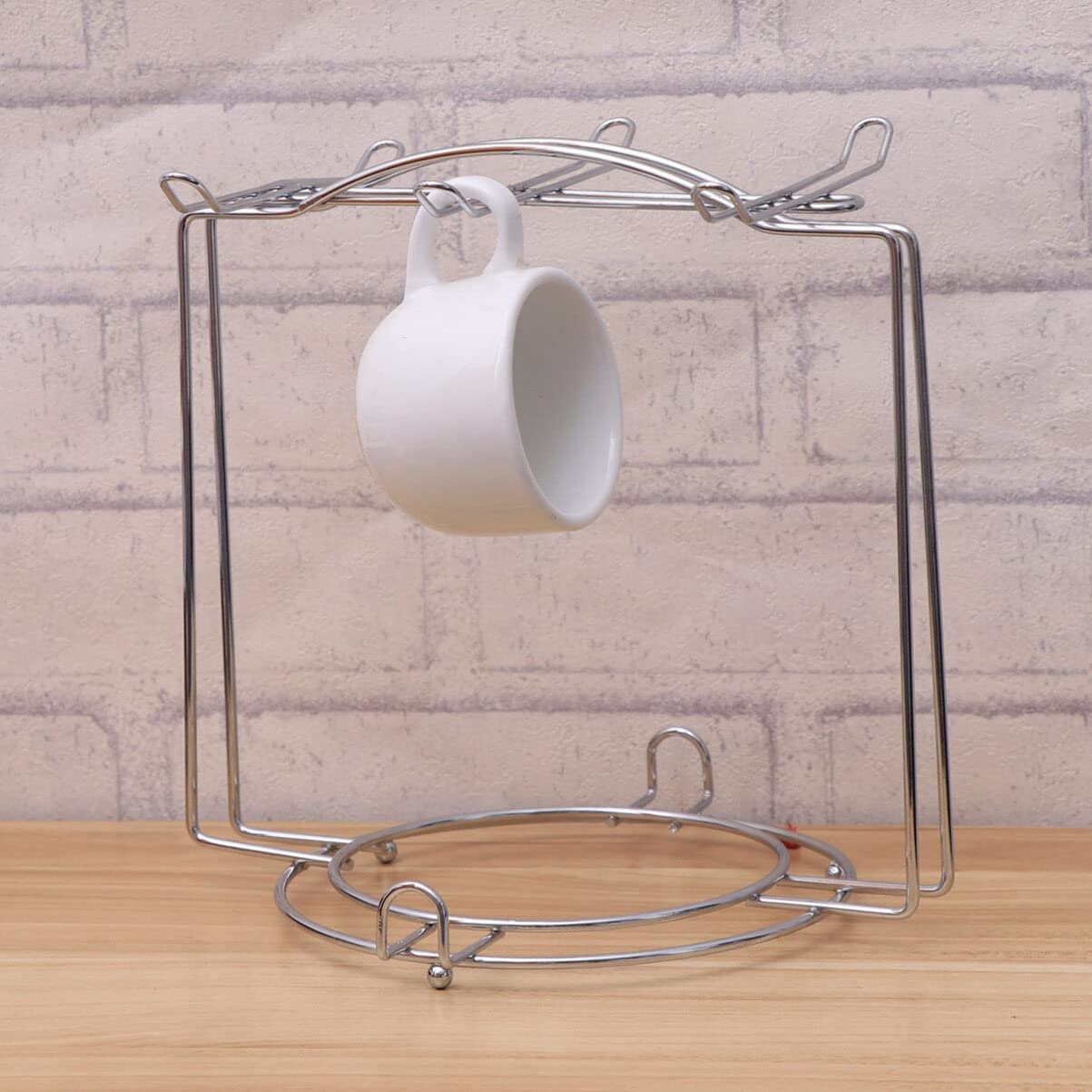 Lurrose Coffee Cups Holder Stand Cup Plate Organizer Metal Mug Tree Cups Coffee Mug Tree Holder Coffee Cup Display Hanger Rack Organizer