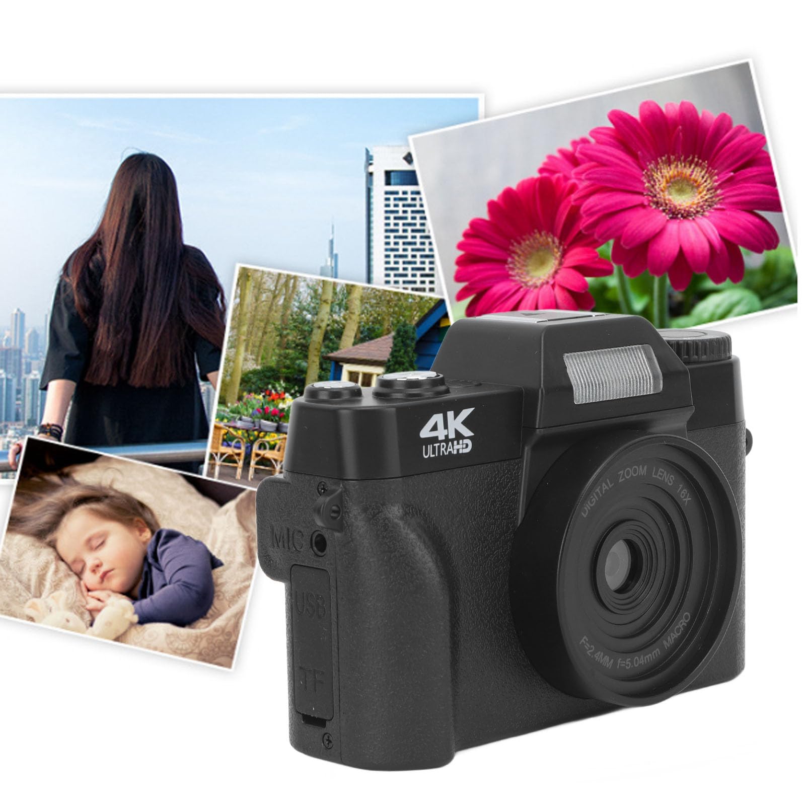 Digital Camera, HD 4K Video Camera, 16x Digital Zoom 48 MP Photography Camera, with Microphone Fill Light, Portable Point and Shoot Camera, for Teens Students Boys Girls